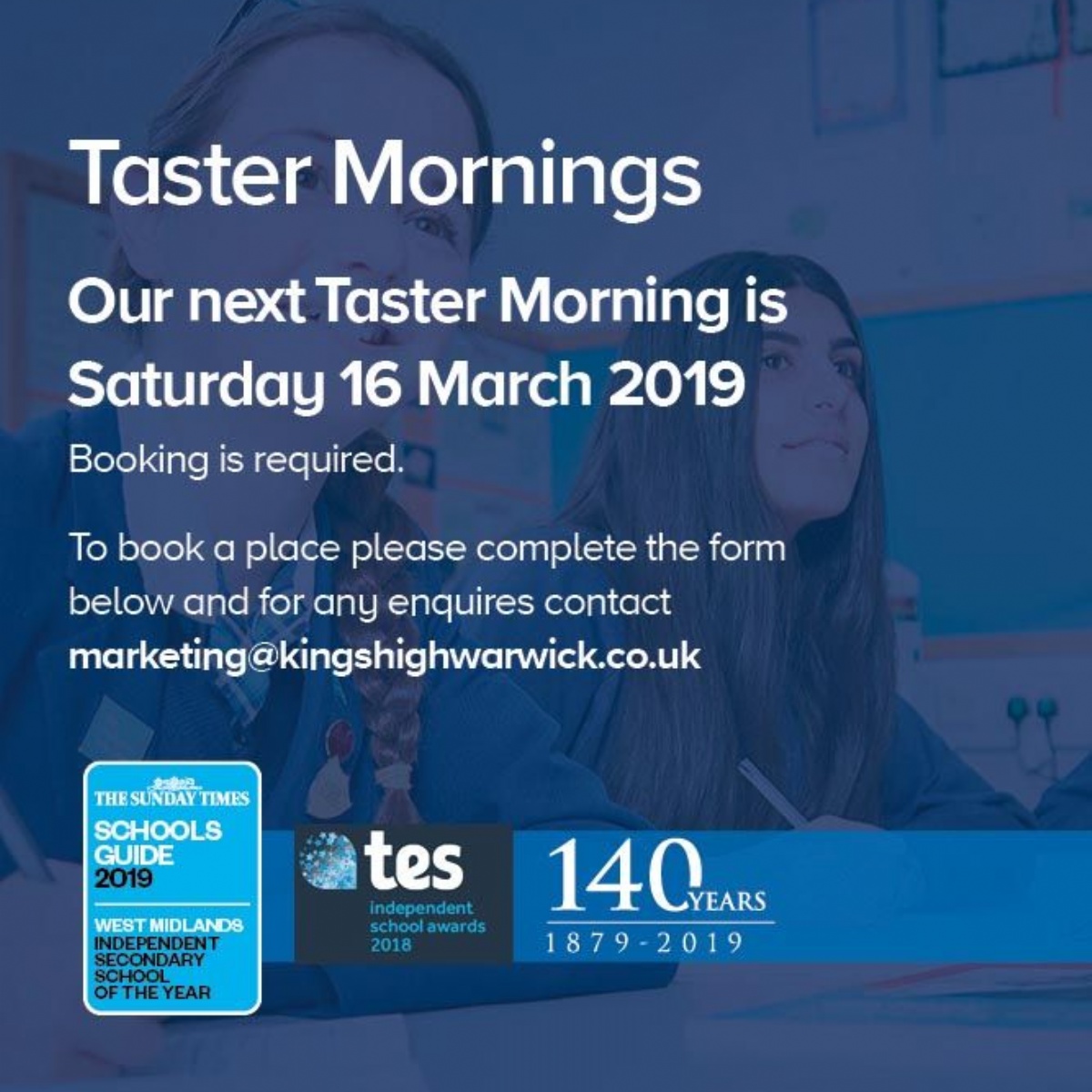 King's High Warwick - Taster Day - 16 March